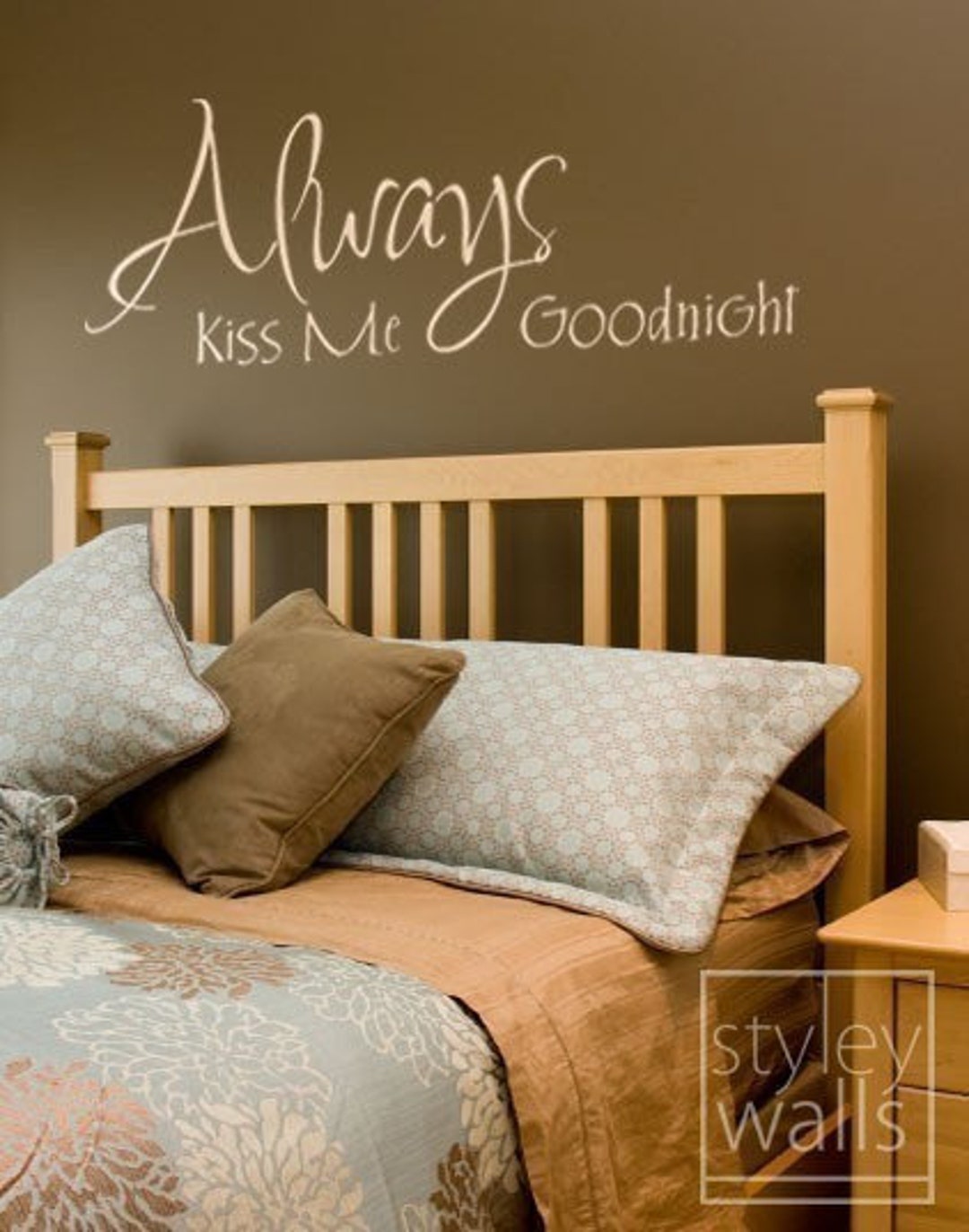 Always Kiss Me Goodnight Wall Decal Romantic Vinyl Words Lettering ...