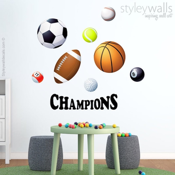 Sport Wall Decal Balls Wall Decal Baseball Wall Decal | Etsy