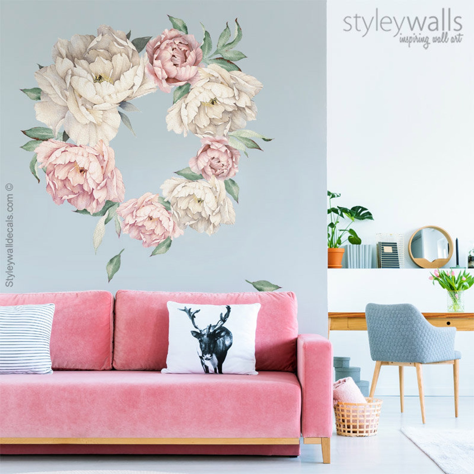 Peony Wall Decal Peony Flowers Wall Decal Watercolor Peonies - Etsy