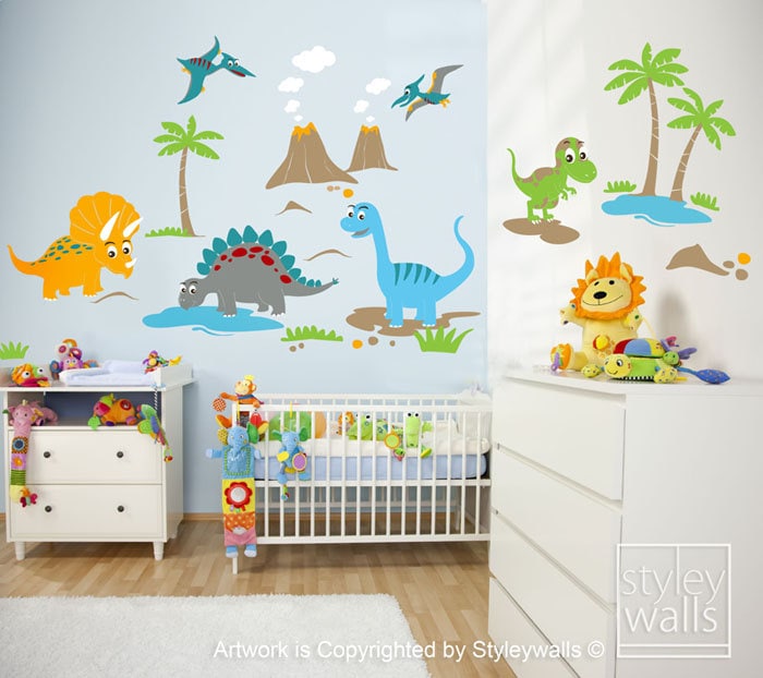 Dinosaurs Wall Decal, Dinos Wall Decal, HUGE Set, Dinosaurs Baby ...