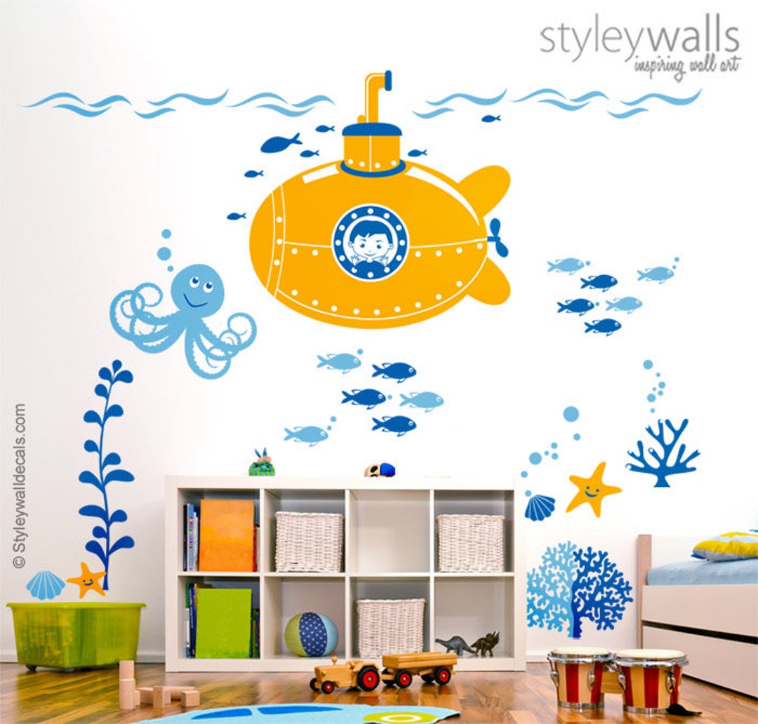 Submarine Wall Decal, Submarine Nursery Stickers, Underwater Wall Decal ...