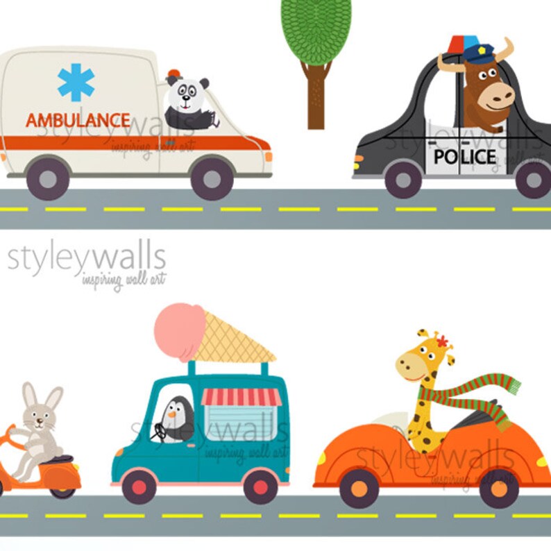Vehicles Wall Decal Transportation Animals Wall Decal Car - Etsy