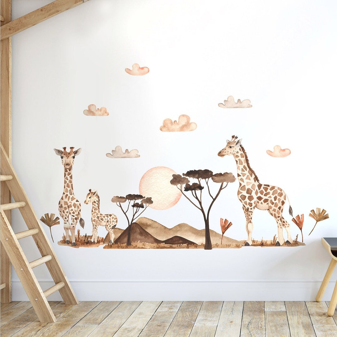 Giraffes Wall Decal, Safari Animals Wall Decal, African Animals Wall ...