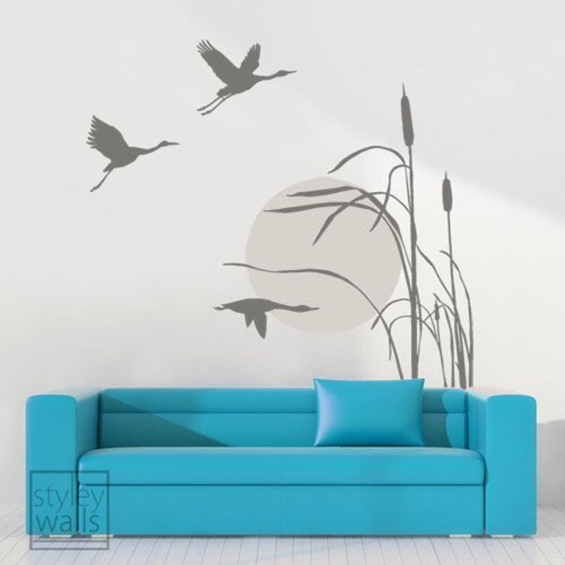 Cranes Wall Decal Cranes Wall Sticker Bird Wall Decal - Etsy