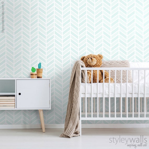 Mint Chevron Pattern Wallpaper