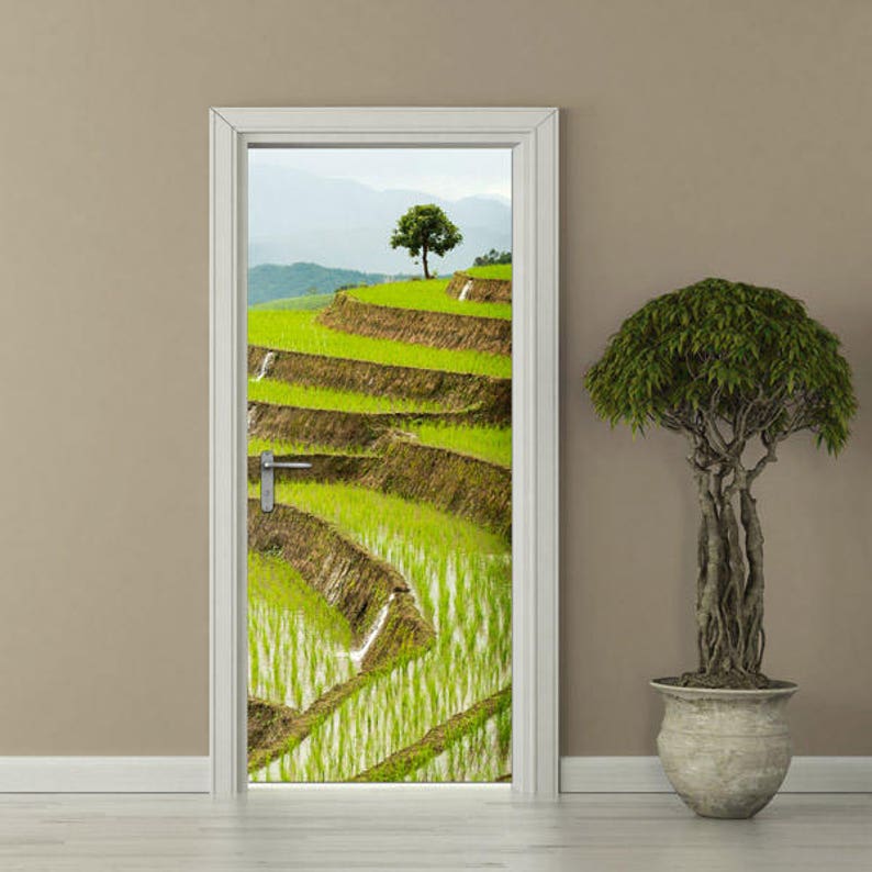 Rice Field Nature Door Murals Door Wallpaper Door Decals | Etsy