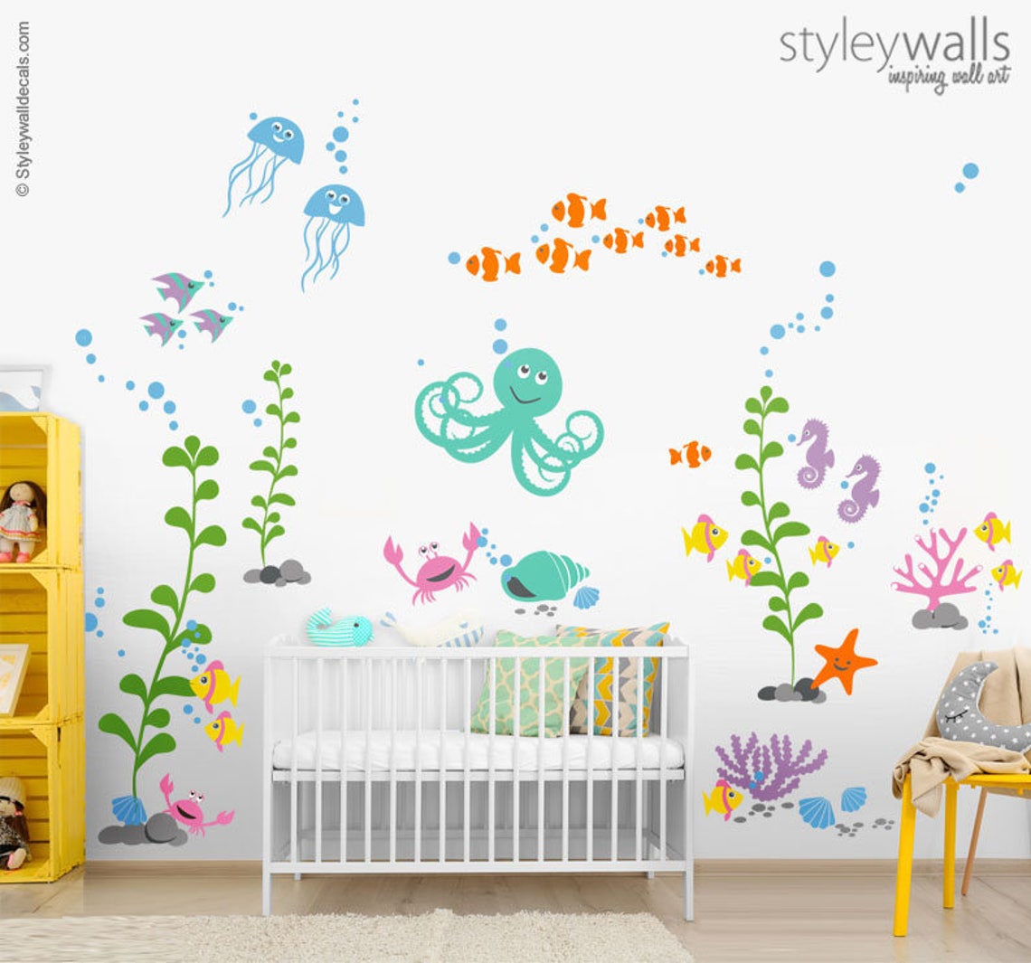 Sea Life Animals Wall Decal Ocean Wall Decal Sticker - Etsy