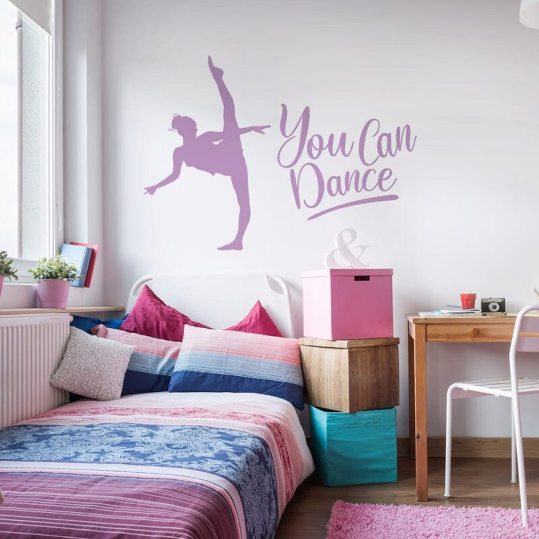 Dancer Wall Decal, Ballerina Wall Decal, You Can Dance Vinyl Lettering ...
