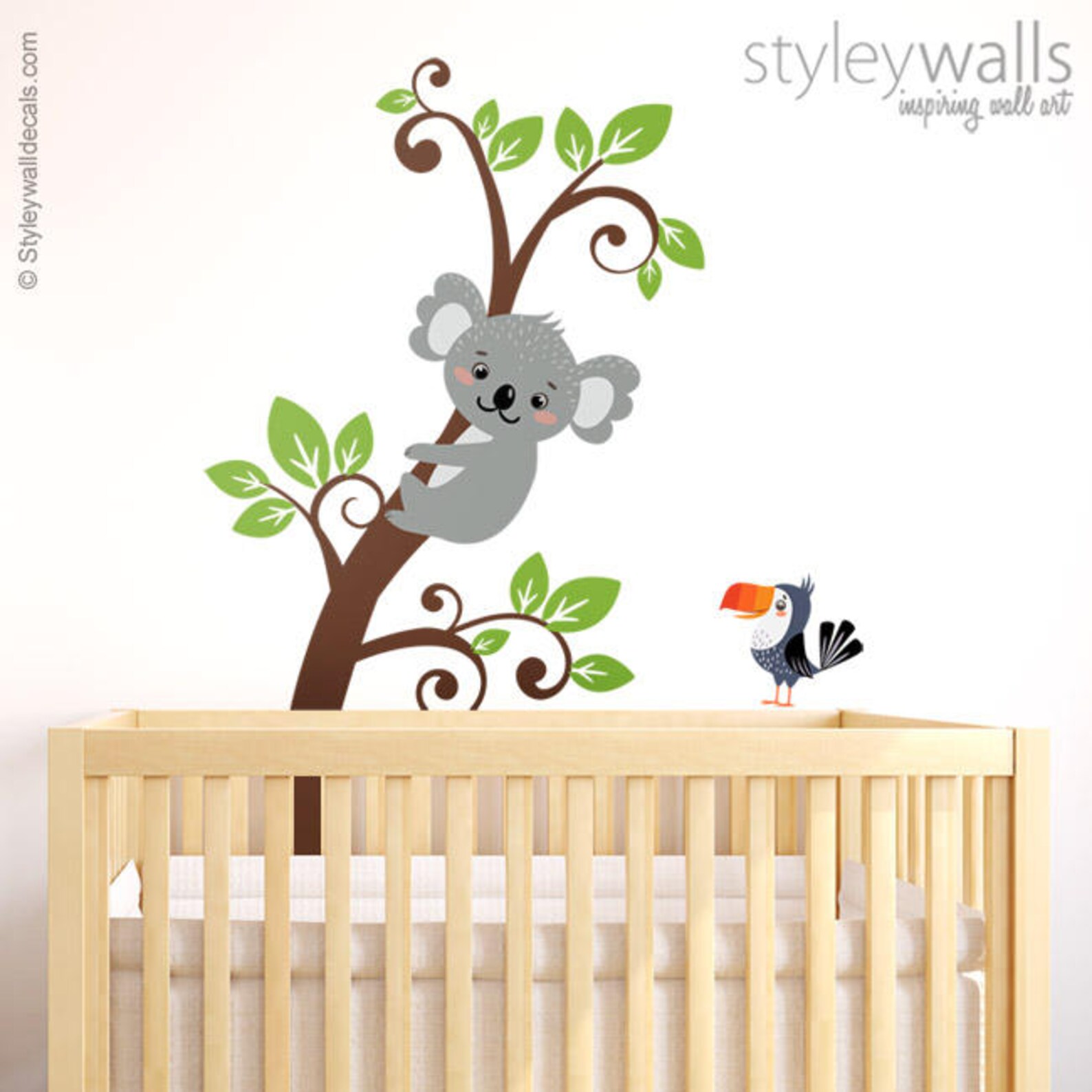Koala Wall Decal Branch Wall Decal Koala and Branch Wall - Etsy