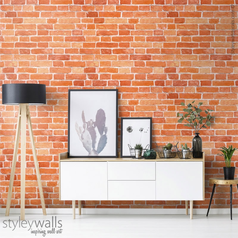 Bricks Wallpaper, Red Brick Pattern Wallpaper, Red Orange Vintage ...