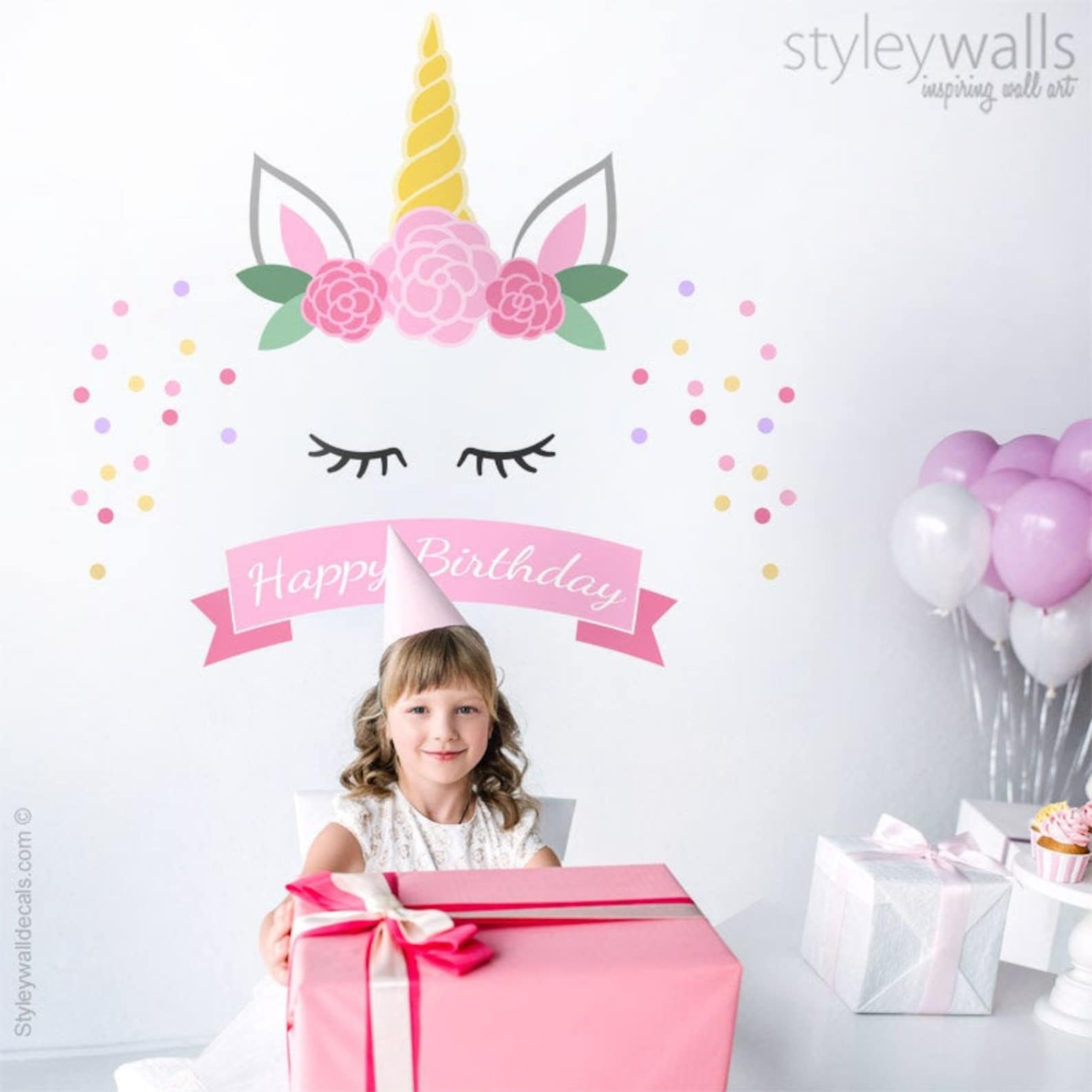 Unicorn Party Wall Decor, Unicorn Birthday Banner Wall Decal, Unicorn ...