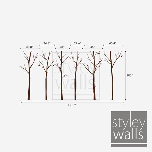 Tree Wall Decal Forest Winter Trees Wall Decal Stickers Set | Etsy