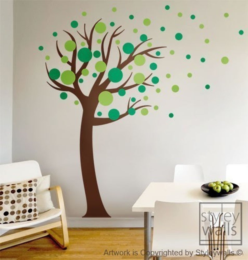 Polka Dots Tree Wall Decal Polka Dots Wall Decal Circles | Etsy