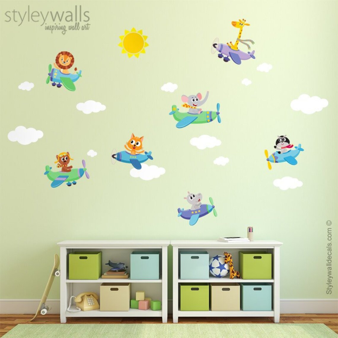 Airplanes Wall Decal Flying Airplanes Wall Sticker Jungle | Etsy