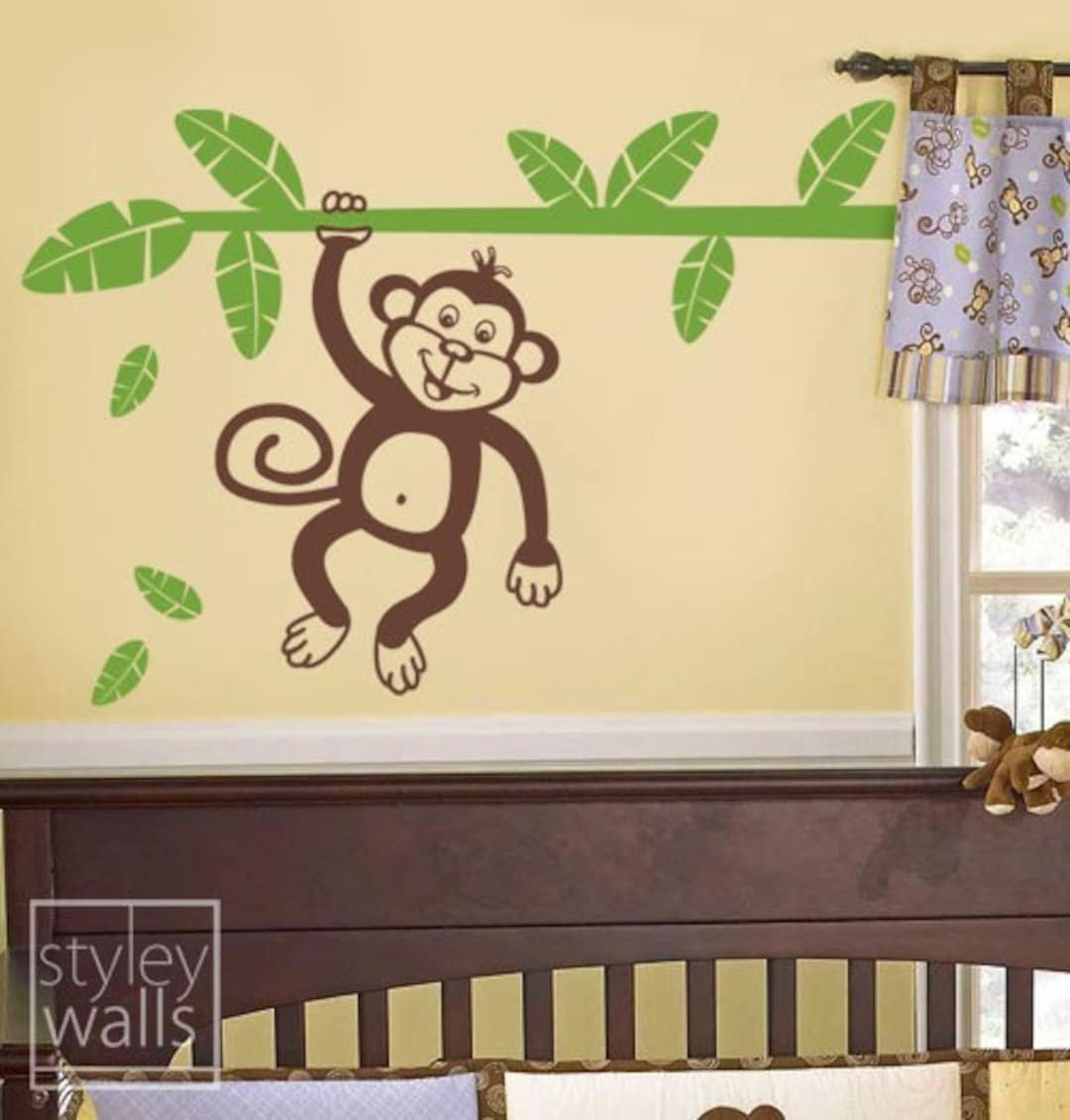 Monkey Wall Decal, Monkey Wall Sticker, Jungle Wall Decal, Jungle ...