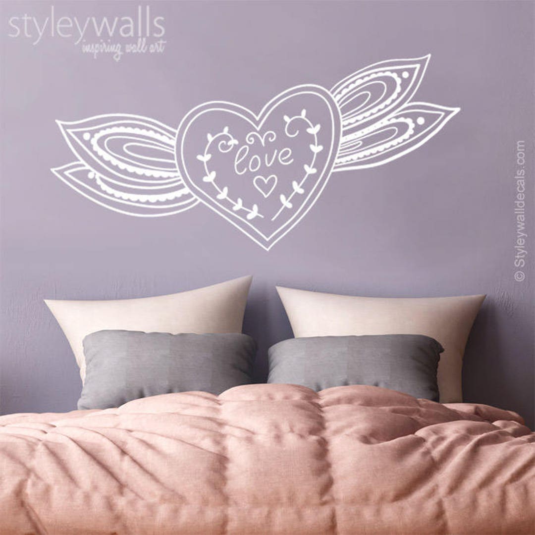 Love Wall Decal, Love Vinyl Lettering, Romantic Vinyl Lettering, Heart ...