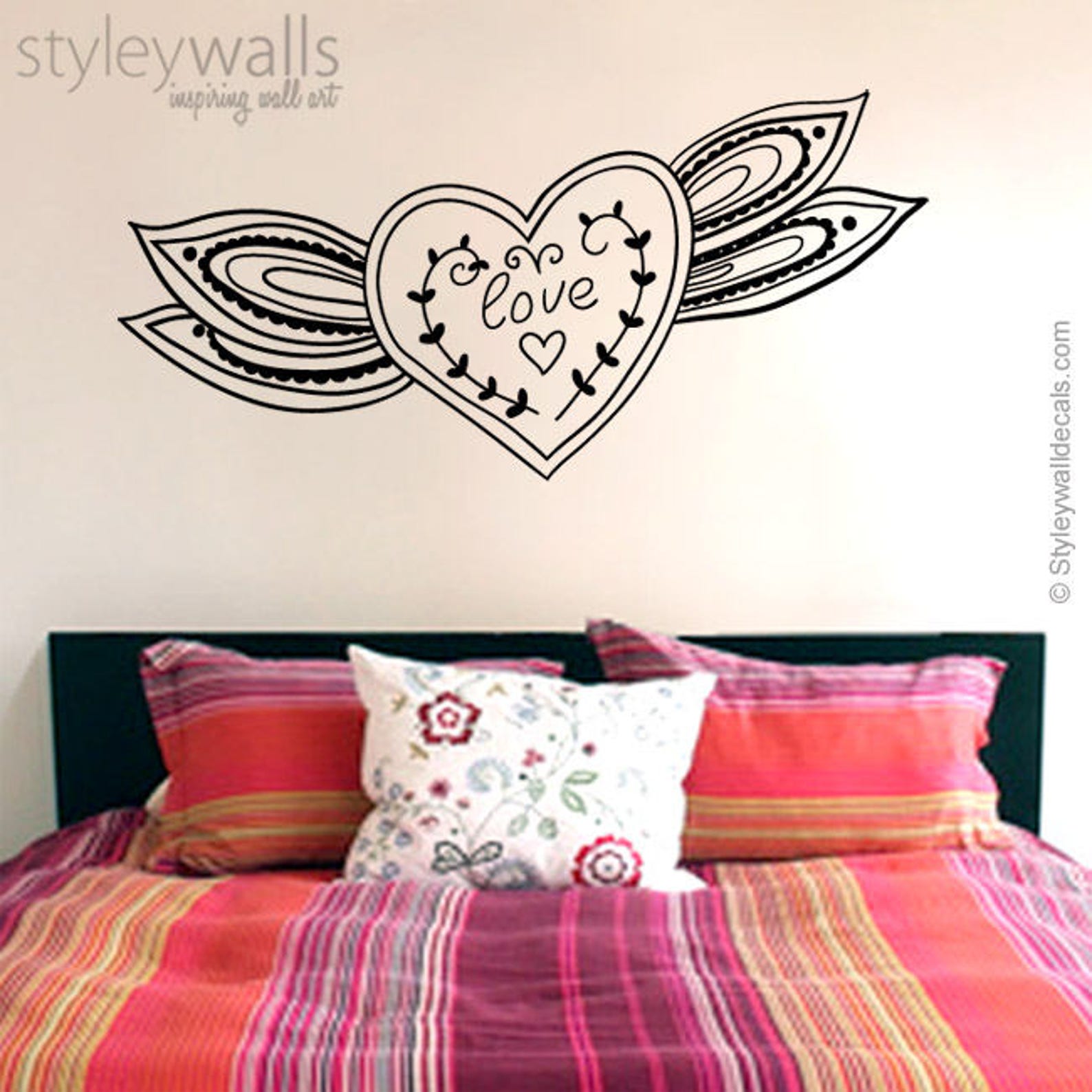 Love Wall Decal, Love Vinyl Lettering, Romantic Vinyl Lettering, Heart ...