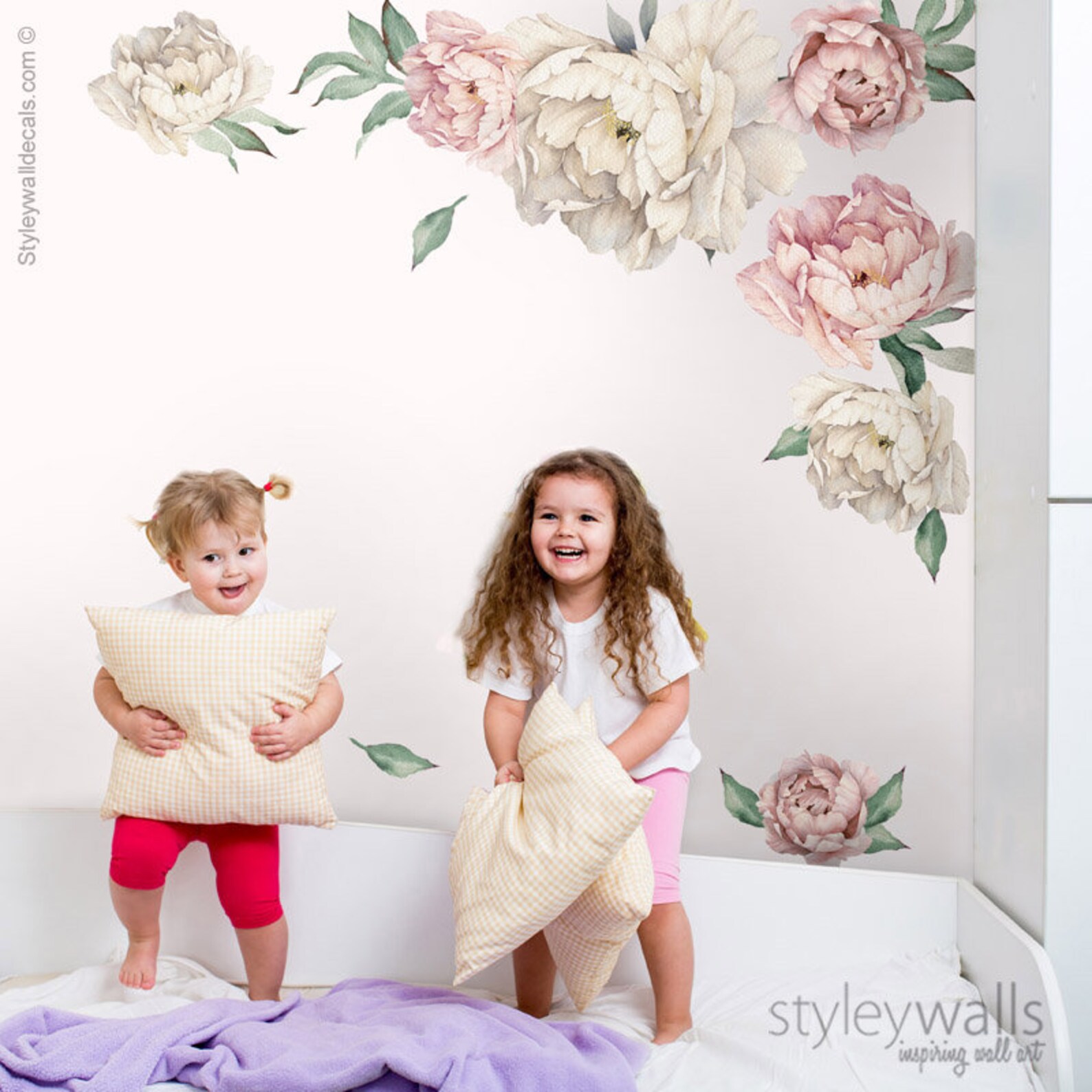 Peony Wall Decal Peonies Wall Decal Watercolor Peony Flowers - Etsy