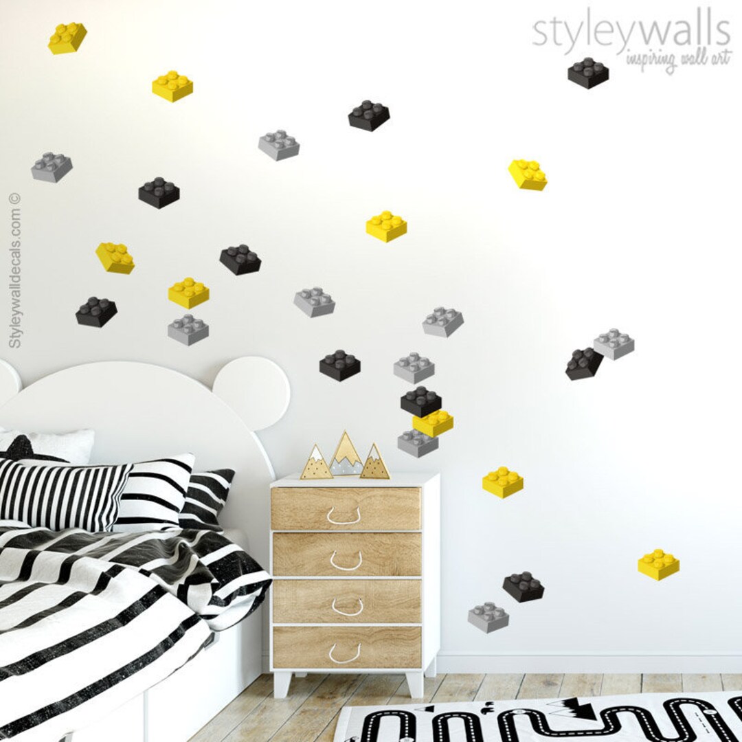 Building Blocks Wall Decal, Blocks Wall Sticker, Cubes Room Decor ...