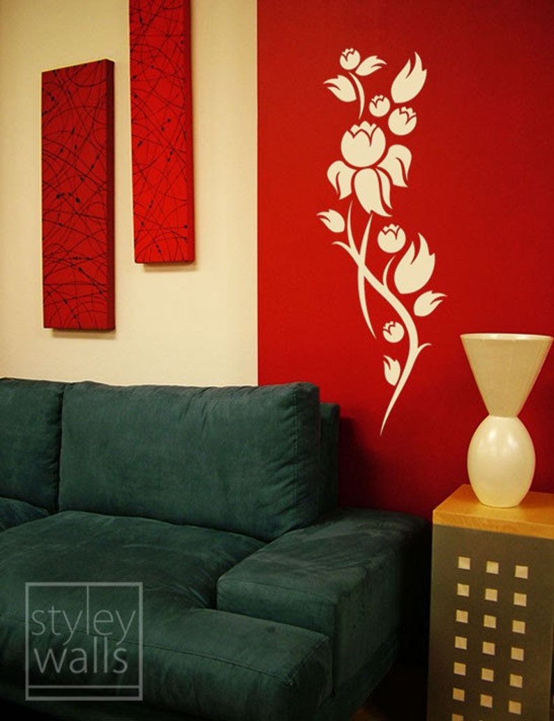 Chinese Floral Vinyl Wall Art Decal - Etsy
