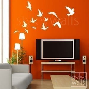 Flying Birds Wall Decal, Birds Wall Sticker, Flying Birds Set of 12 ...