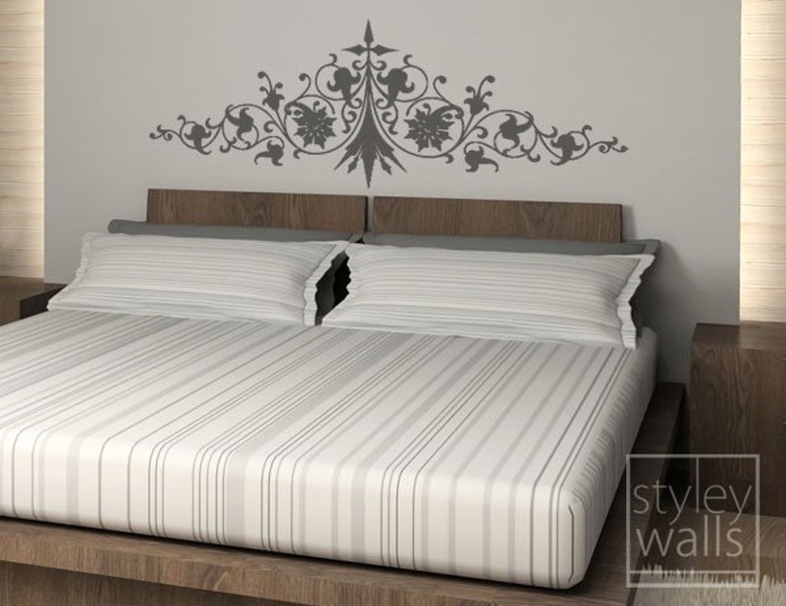 Ornate Bed Headboard Vinyl Wall Decal Bed Head Wall Decal - Etsy