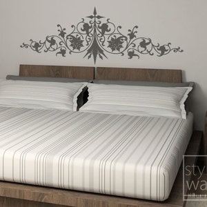 Ornate Bed Headboard Vinyl Wall Decal, Bed Head Wall Decal, Headboard ...