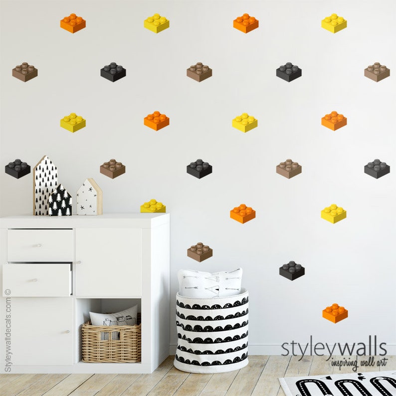 Blocks Wall Decal Building Blocks Wall Sticker Bricks Wall | Etsy