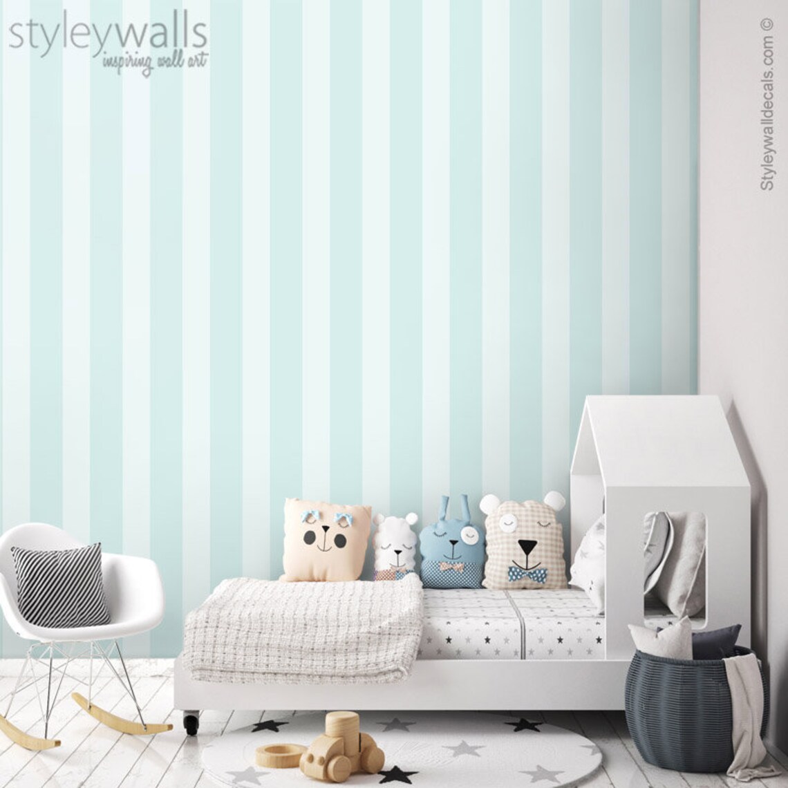Stripes Wallpaper Blue Striped Pattern Vertical Wallpaper - Etsy