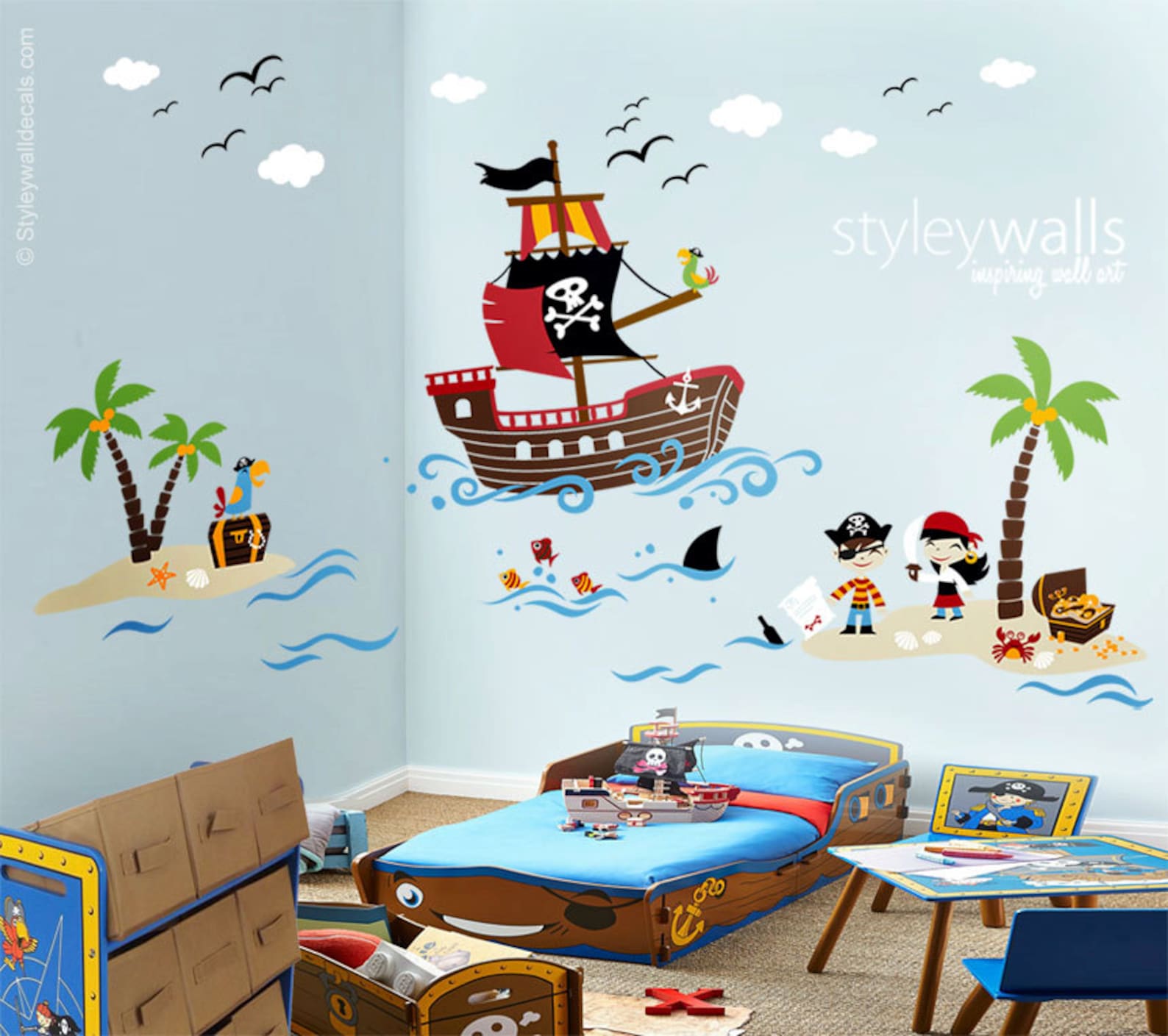 Pirates Wall Decal Treasure Island Wall Decal Playroom Wall | Etsy