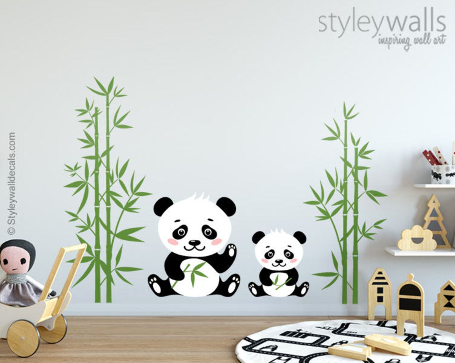 Panda Wall Decal Bamboo Wall Decal Panda Bear Wall Sticker - Etsy