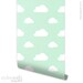 Clouds Wallpaper White Mint Clouds Pattern Wallpaper Self - Etsy
