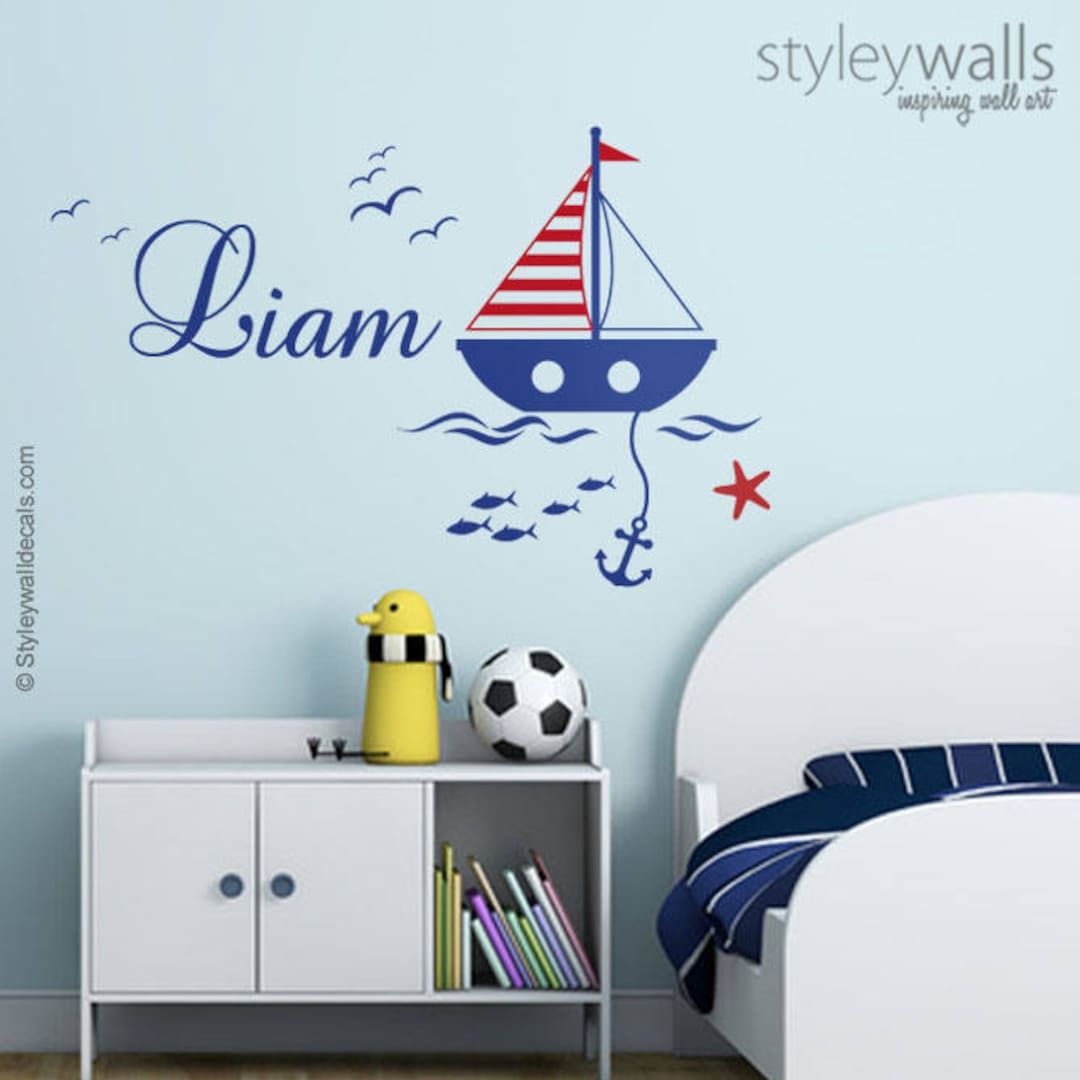 Nautical Wall Decal, Sailor Wall Decal, Sailboat Wall Decal Room Decor ...