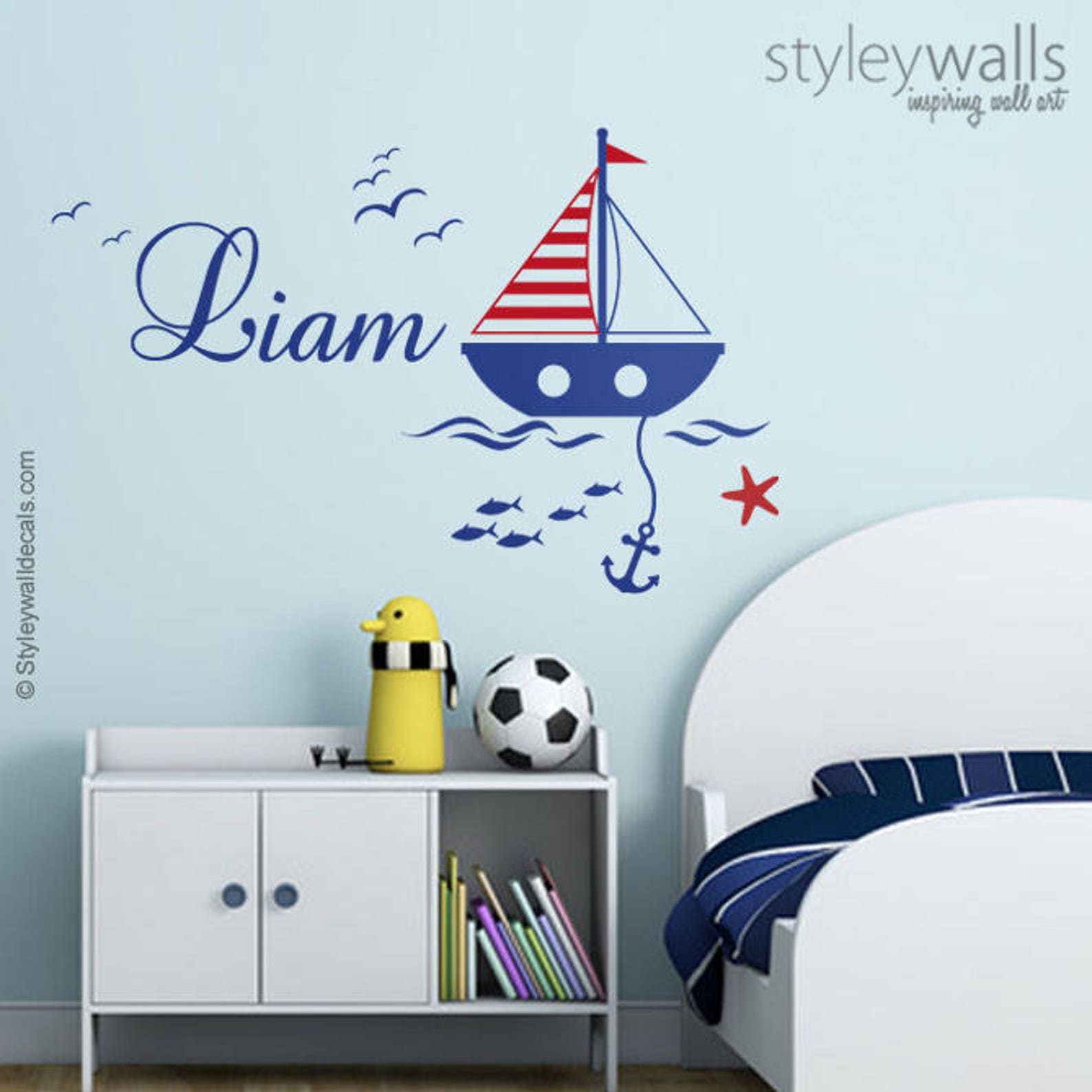 Nautical Wall Decal, Sailor Wall Decal, Sailboat Wall Decal Room Decor ...
