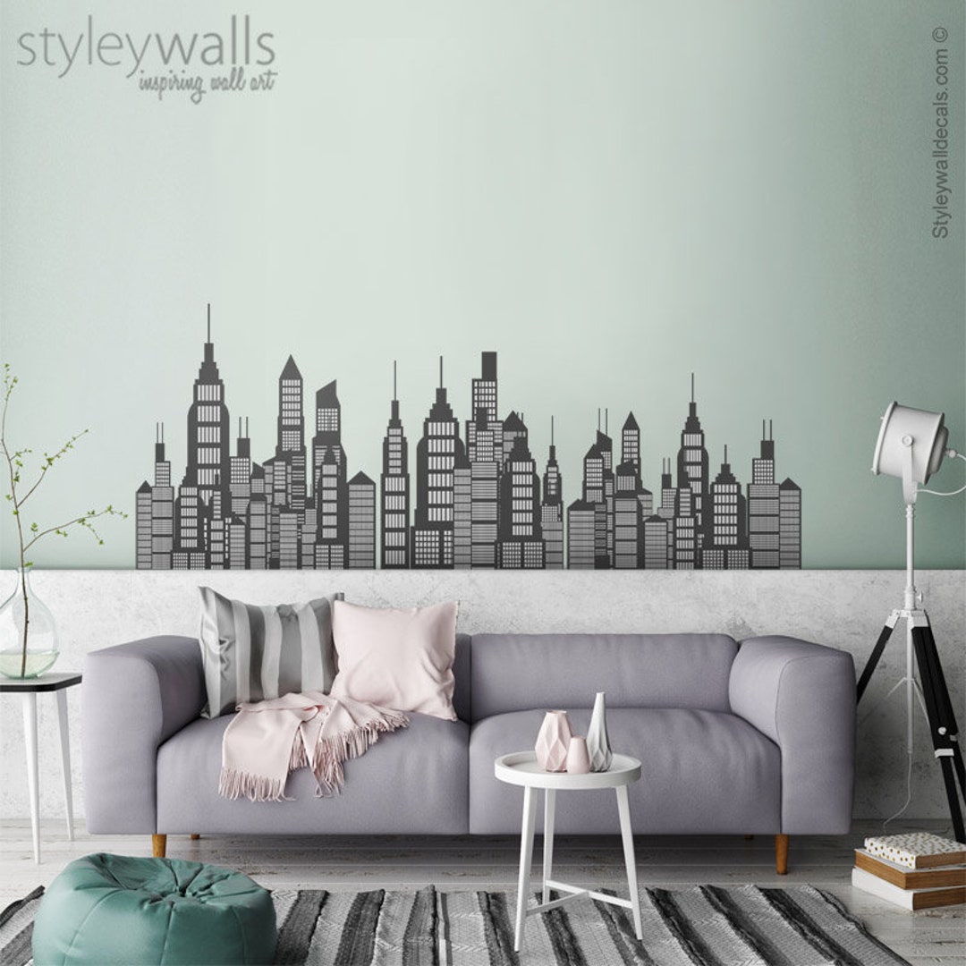 Skyline Wall Decal, City Skyline Wall Decal, City Skyline Silhouette ...