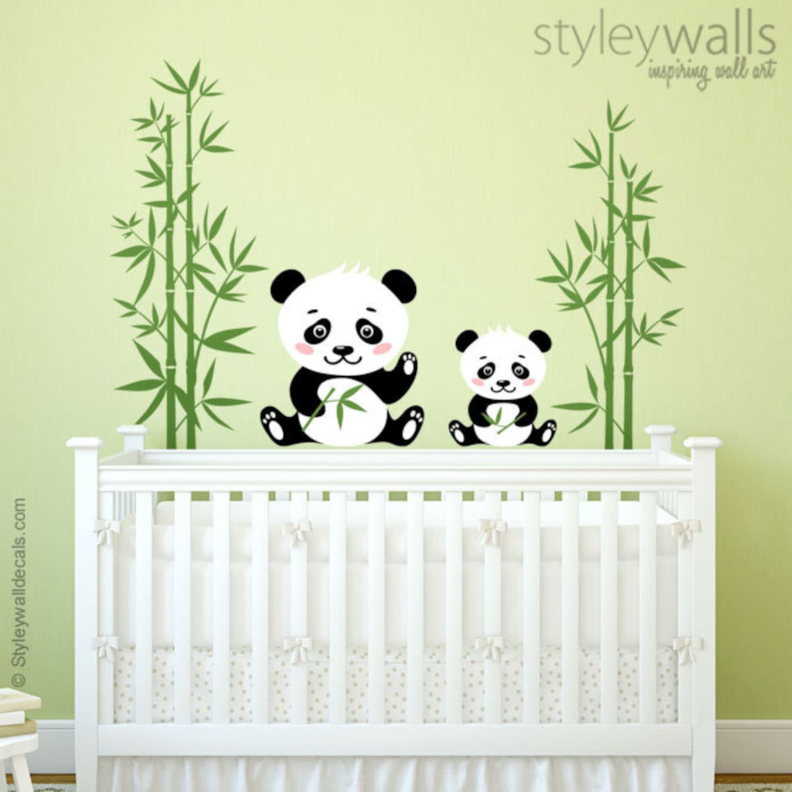 Panda Wall Decal Bamboo Wall Decal Panda Bear Wall Sticker - Etsy