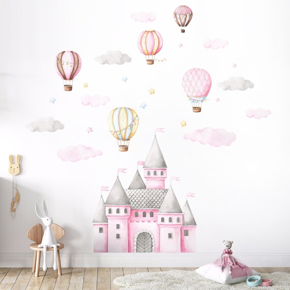 Castle Wall Decal Sticker Hot Air Balloons Wall Decal Fairy - Etsy