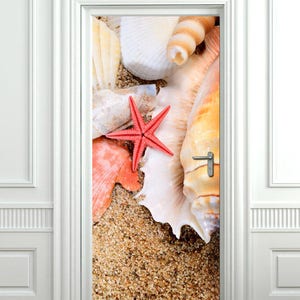 Sea Shells Door Sticker, Sea Shells Beach Door Wallpaper, Door Mural ...
