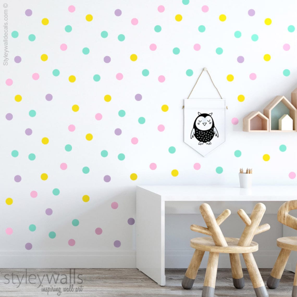 Polka Dots Wall Decal Confetti Wall Decal Colorful Dots | Etsy