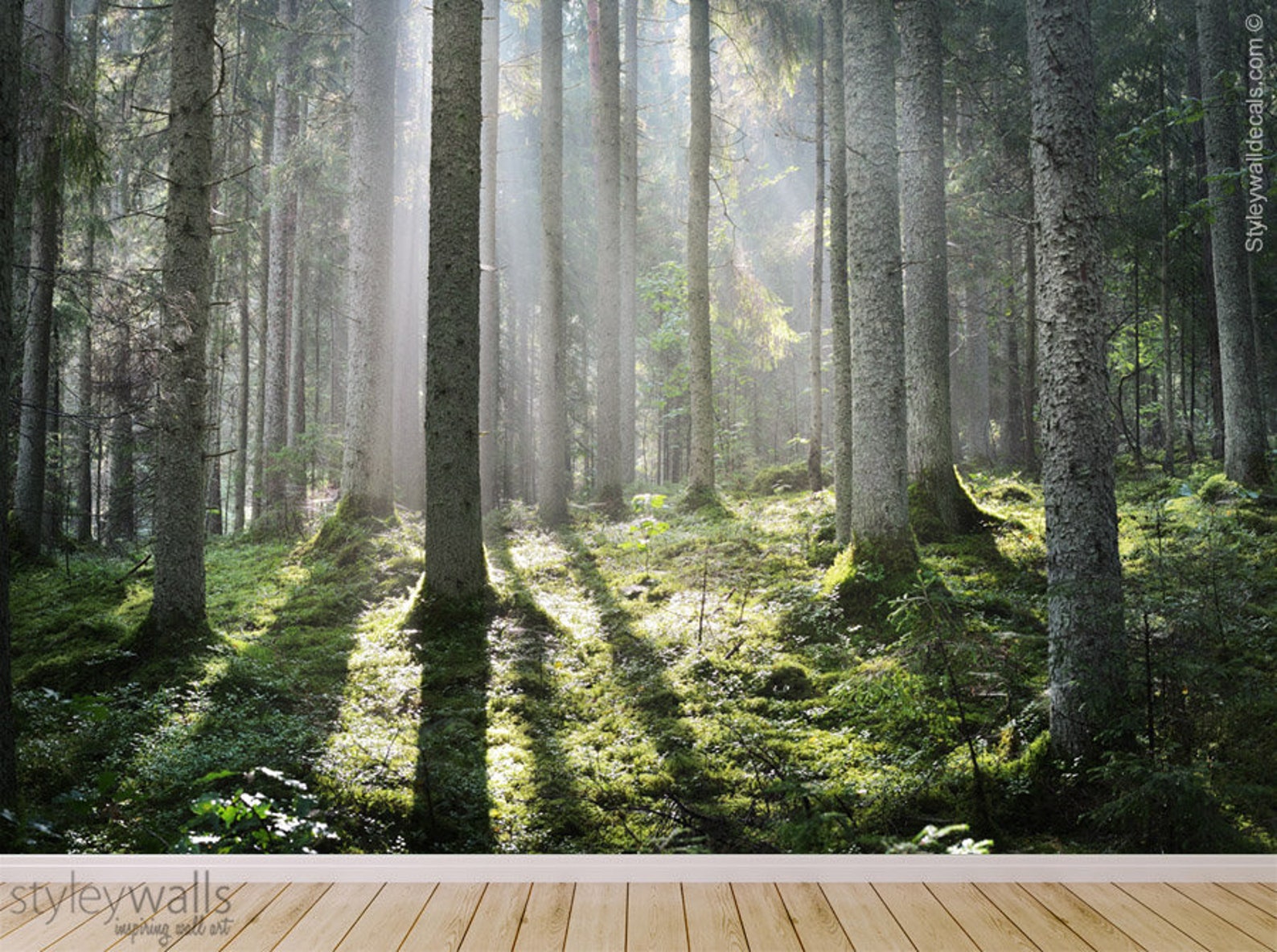 Forest Mural Trees Mural Forest Trees Repositionable - Etsy