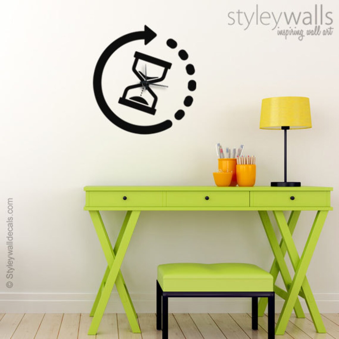 Sand Clock Wall Decal, Modern Clock Wall Decal, Clock Wall Sticker ...
