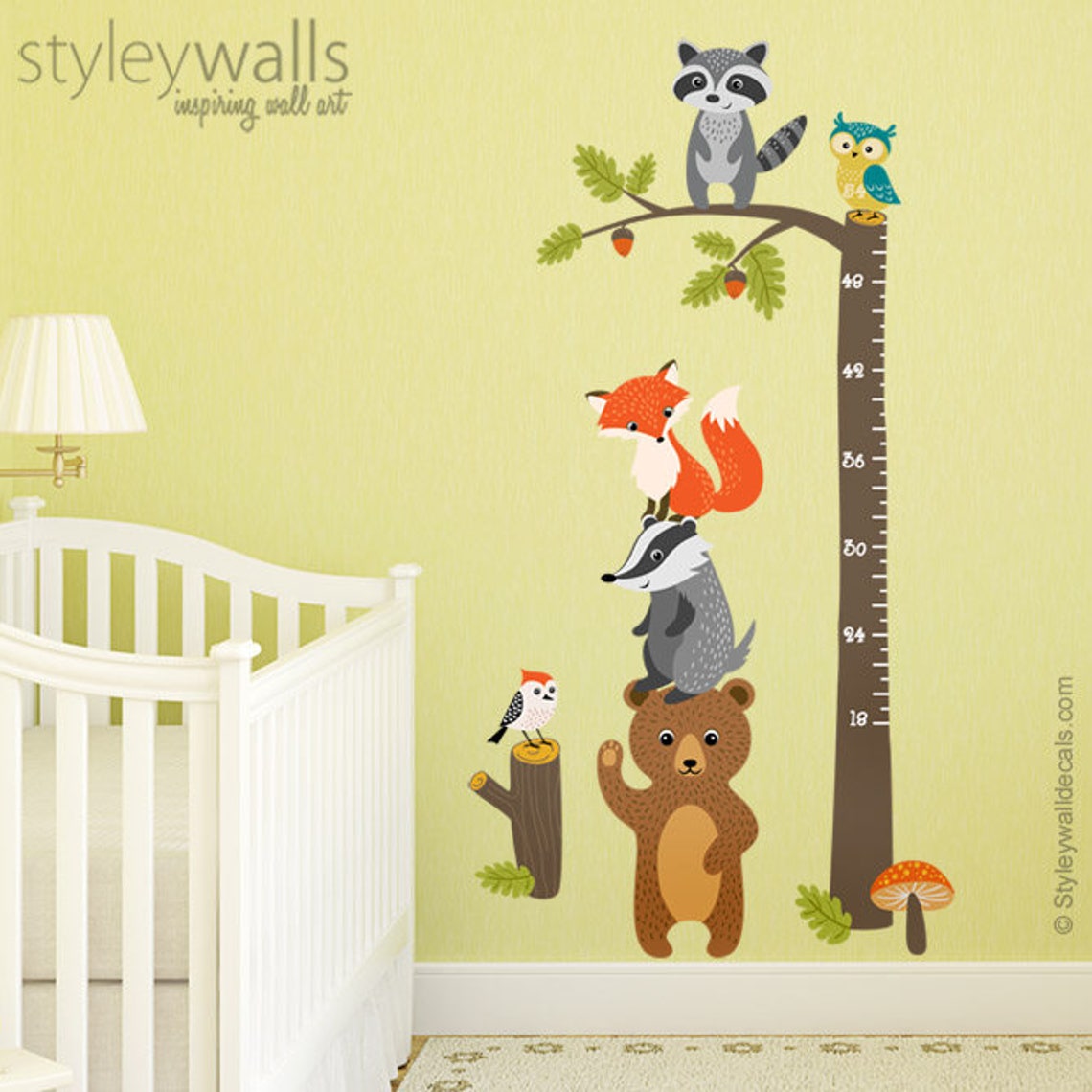 Woodland Animals Growth Chart Wall Decal Forest Animals - Etsy