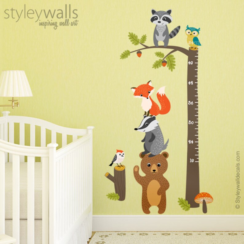 Woodland Animals Growth Chart Wall Decal Forest Animals - Etsy
