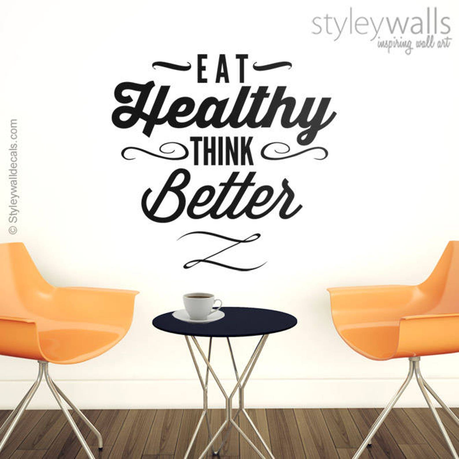 Eat Healthy Think Better Wall Quote Wall Decal Kitchen Vinyl - Etsy