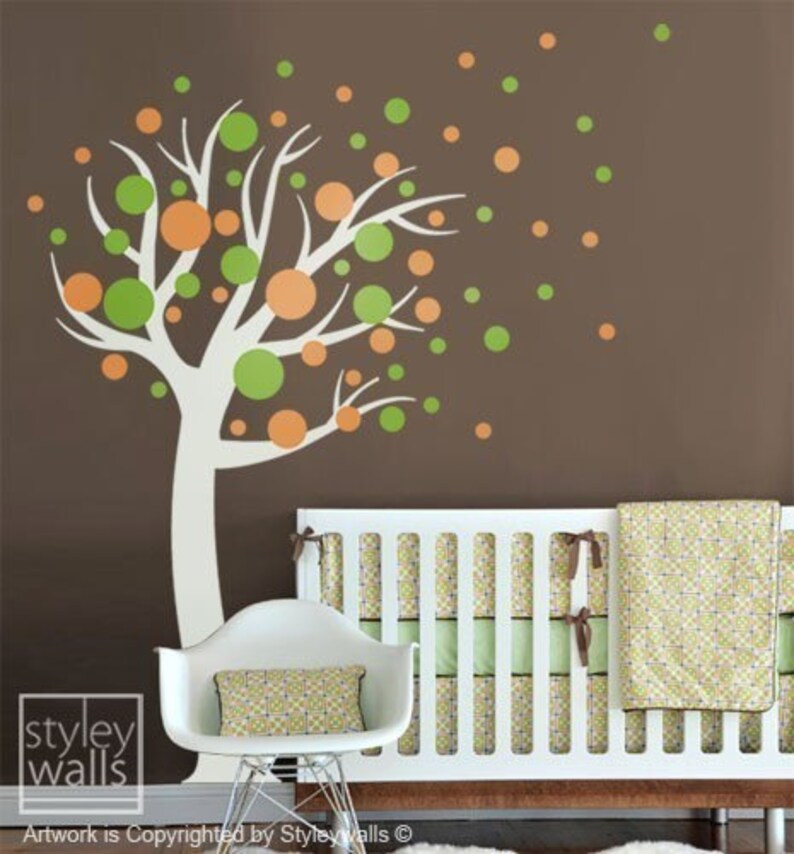 Polka Dots Tree Wall Decal, Polka Dots Wall Decal, Circles Wall Decal ...