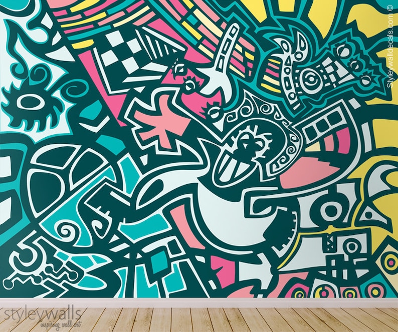 Graffiti Mural Abstract Mural Graffiti Wallpaper Mural - Etsy