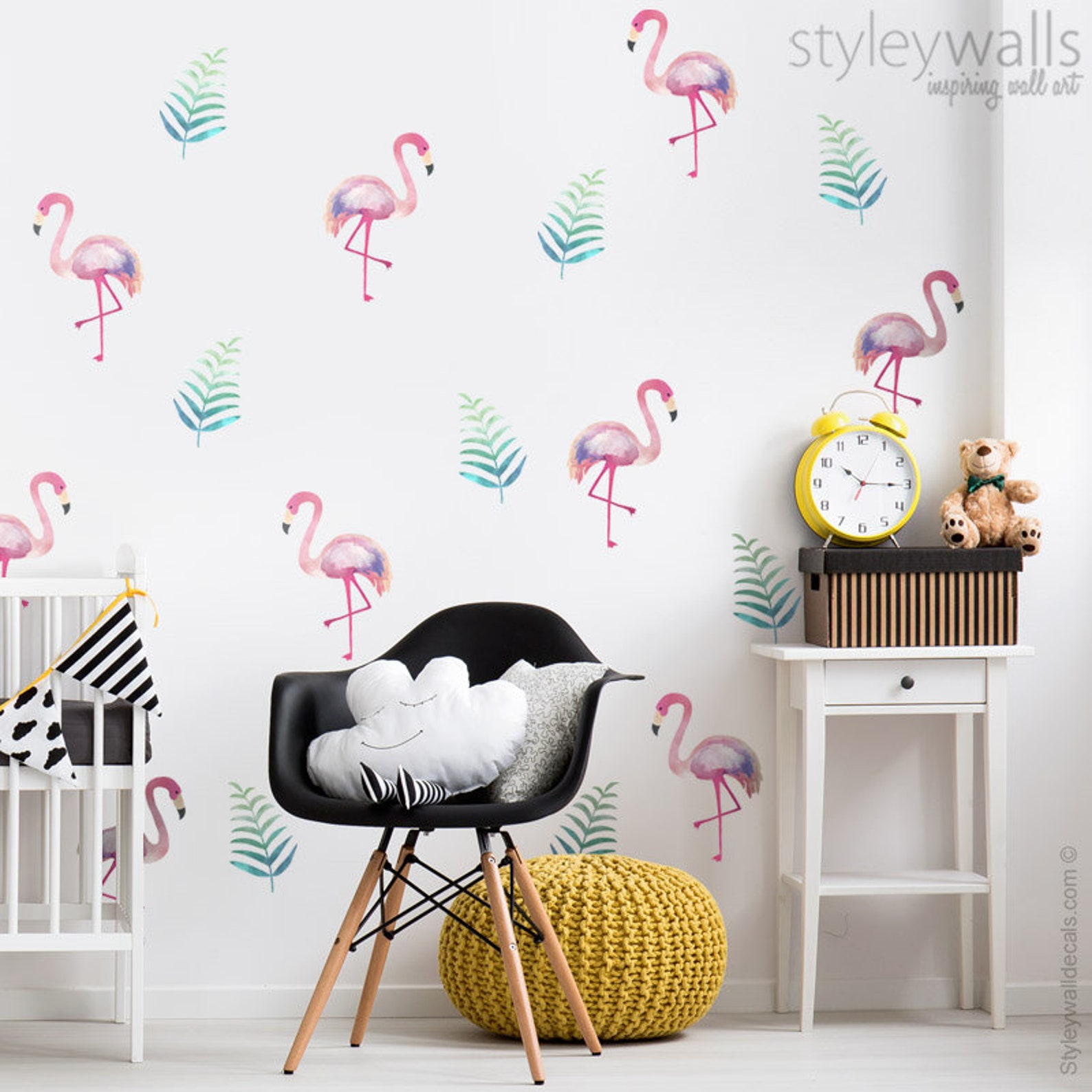 Flamingo Wall Decal Watercolor Flamingo Wall Sticker - Etsy