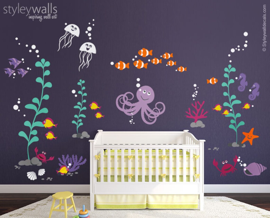 Sea Life Animals Wall Decal Ocean Wall Decal Sticker - Etsy