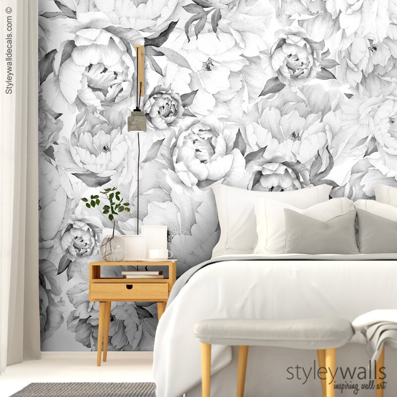 Peony Wallpaper Peony Wall Mural Peonies Floral Wallpaper | Etsy