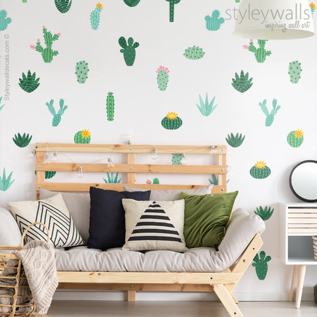 Cactus Wall Decal, Cactus Wall Stickers, Cacti Wall Decor, Cactus Pots ...